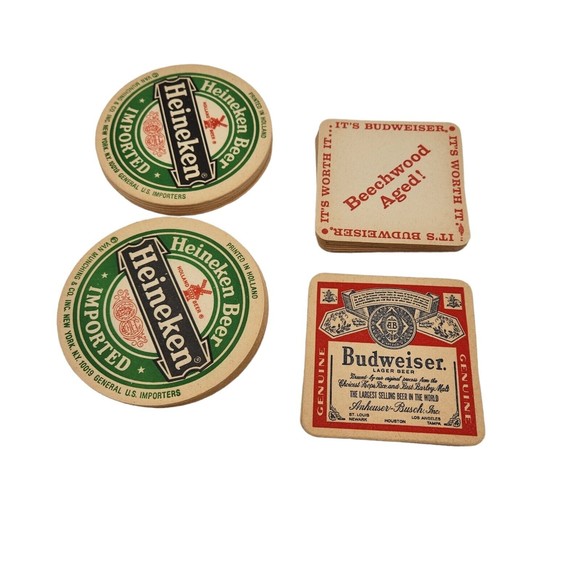 Budweiser | Other | Vtg Beer Coasters 2 Budweiser 0 Heineken Double ...
